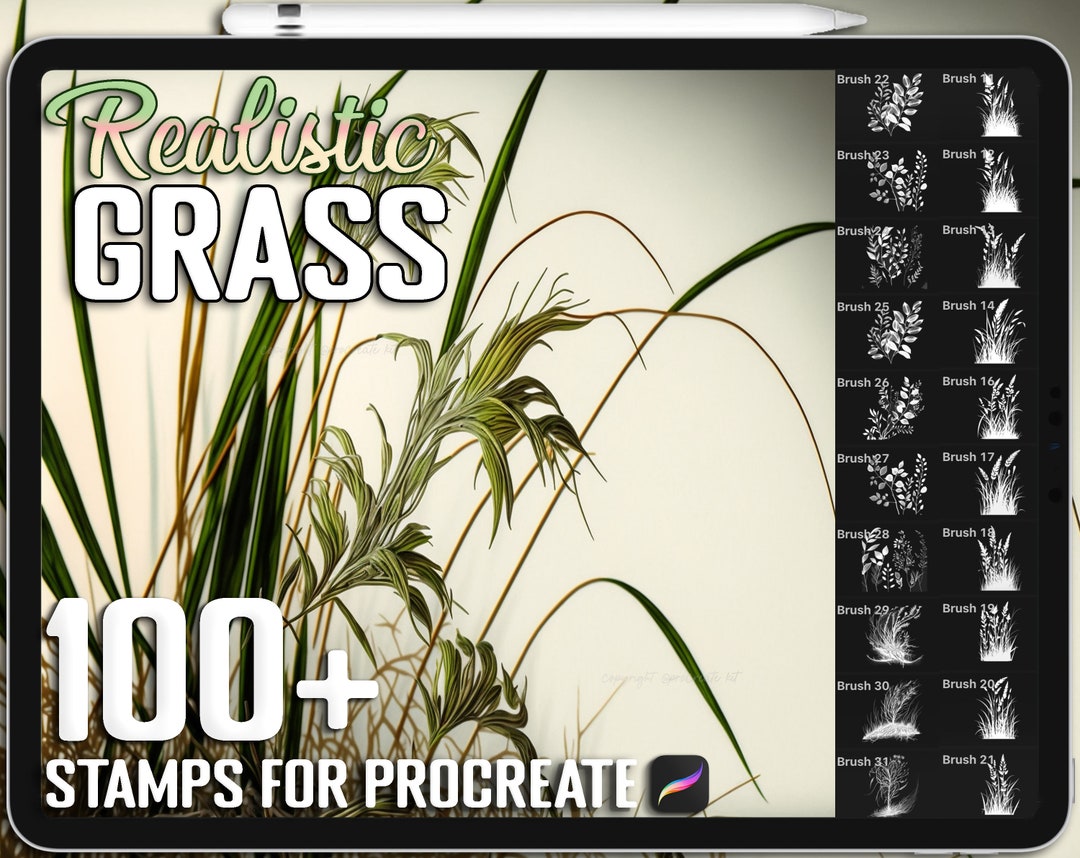 Procreate Realistic Grass Stamps, Grass Brushes for Procreate, Instant ...