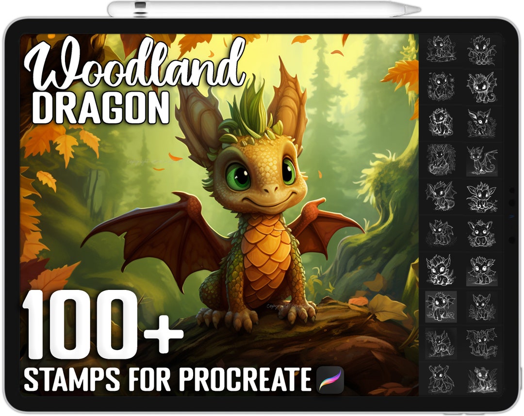 100+ Procreate Woodland Dragon Stamps, Unique Realistic Woodland Dragon ...