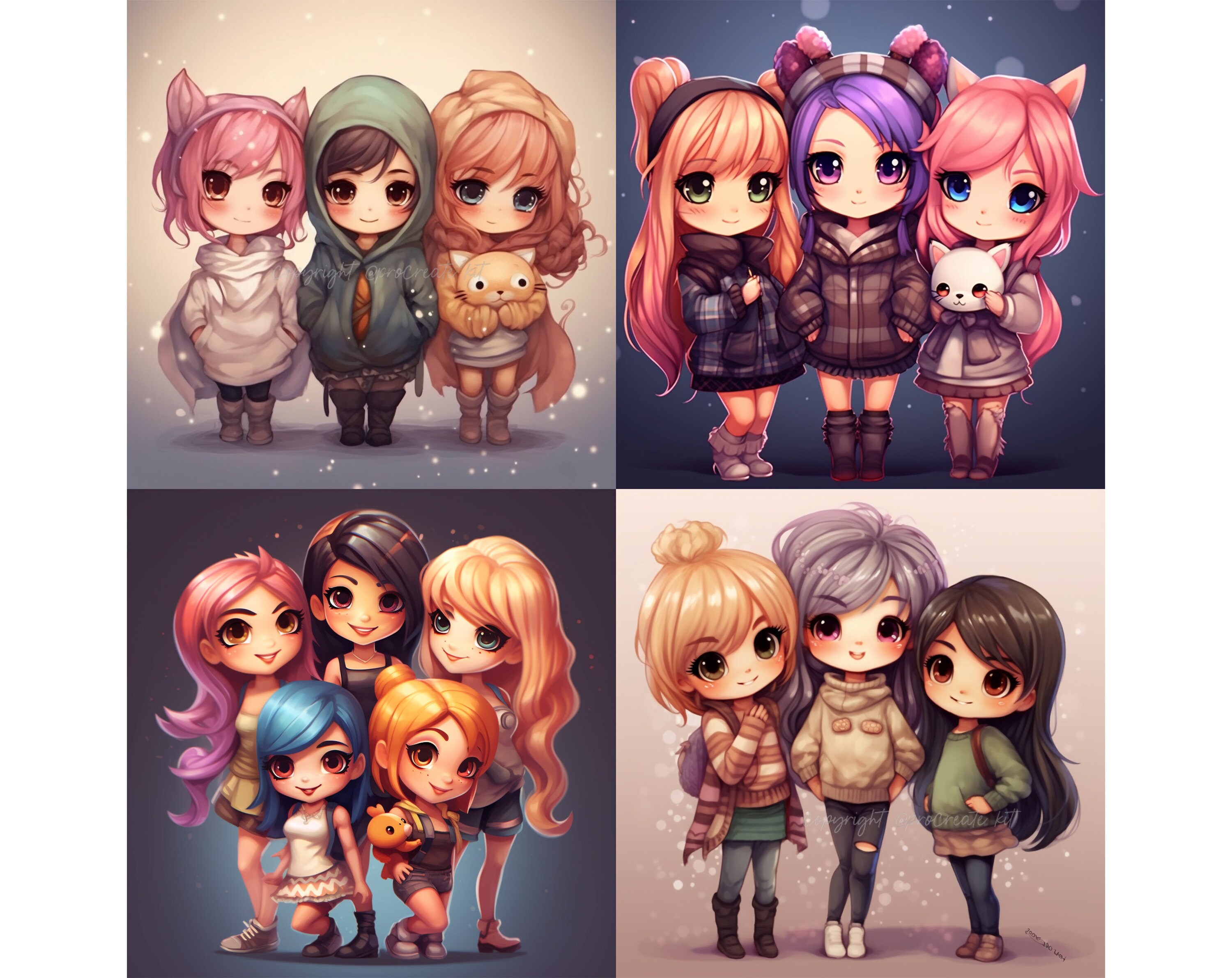 100 Procreate Chibi Character Guide Stamps Chibi Character - Etsy