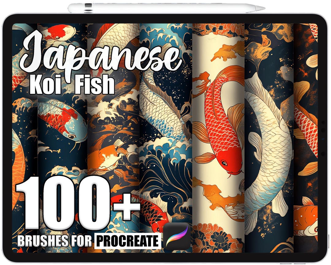 100+ Procreate Japanese Koi Fish Brushes, Realistic Texture Brushes for ...