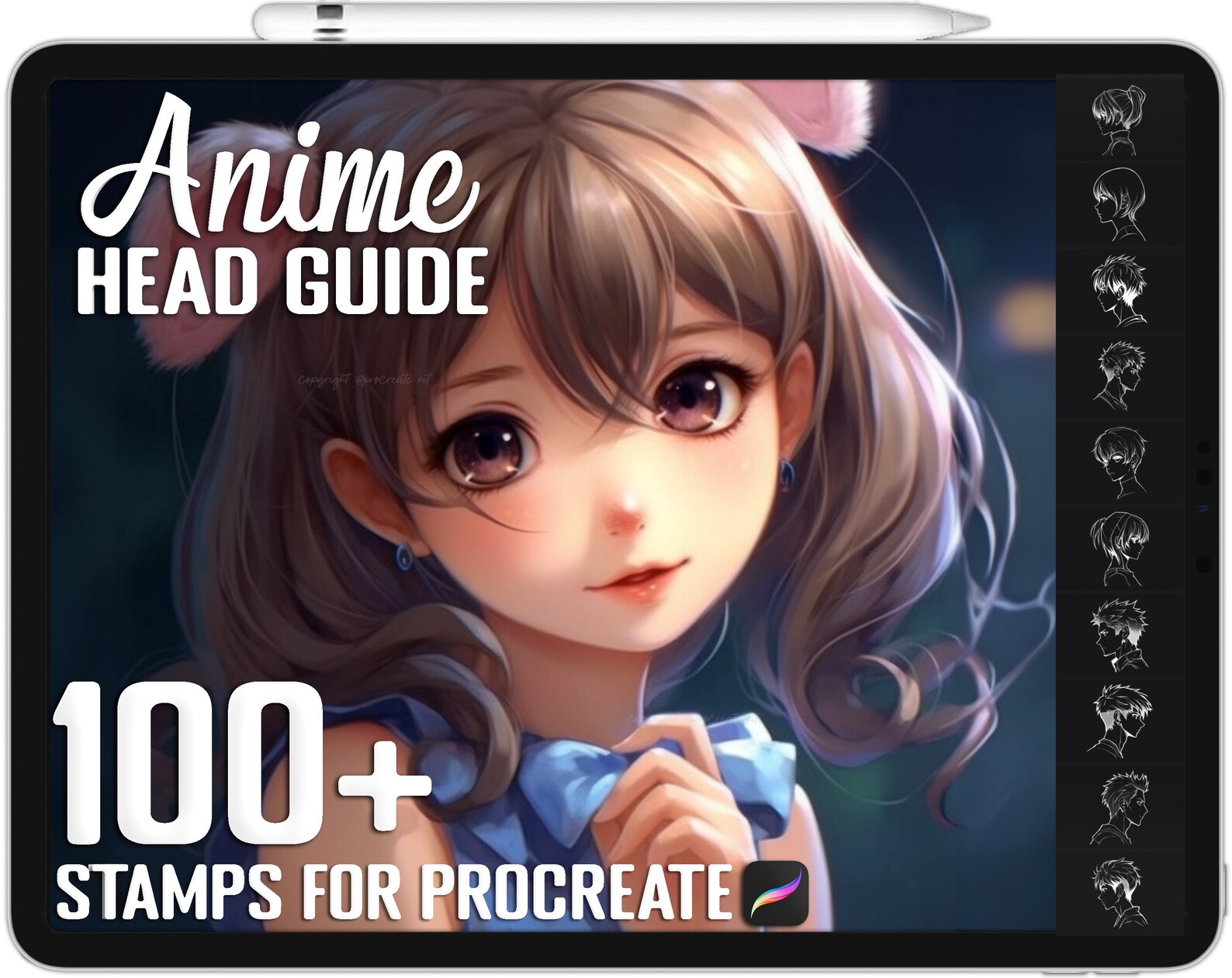 100 Procreate Anime Head Guide Stamps, Anime Head Guide Brushes for ...