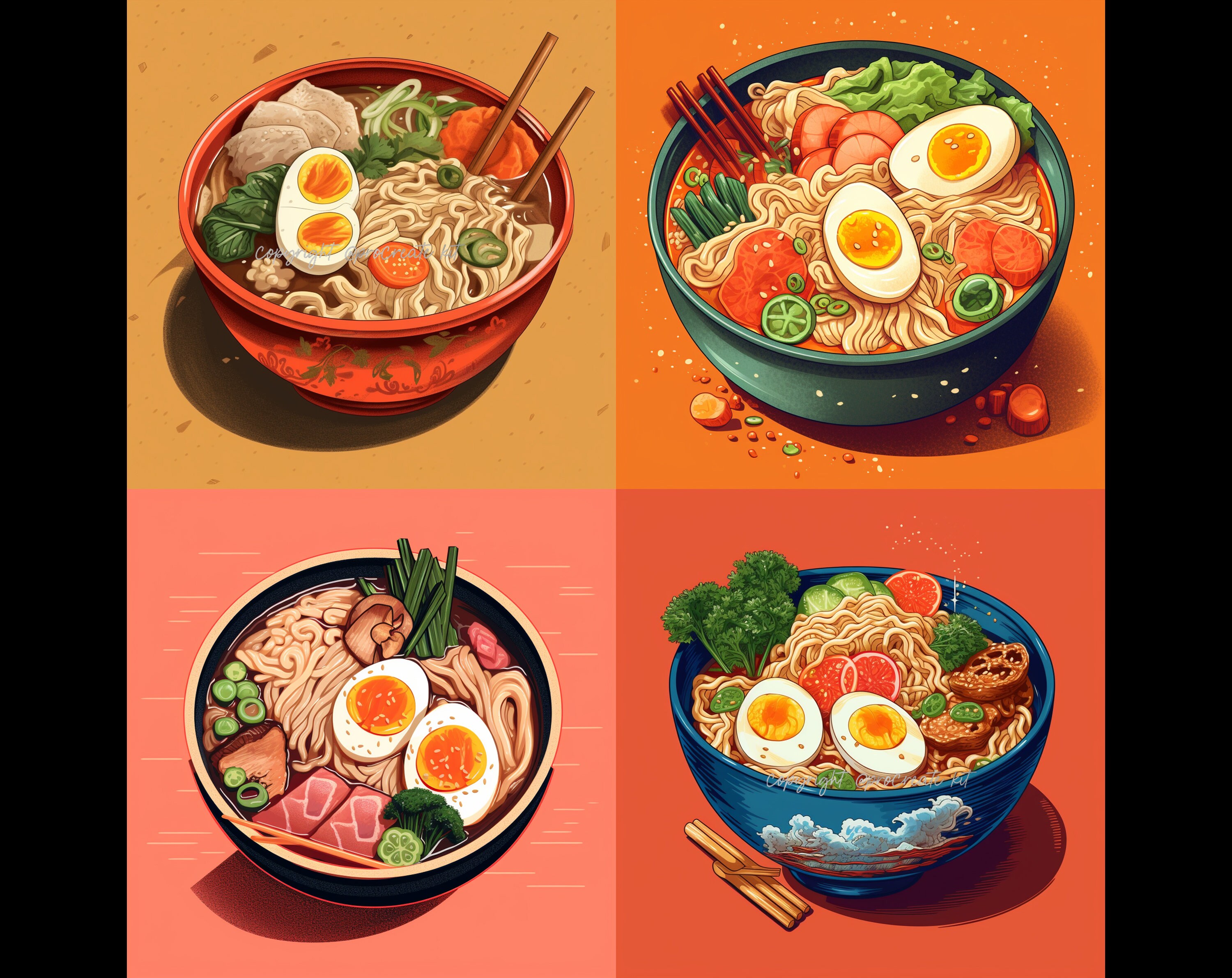 100 Procreate Ramen Food Bowl Stamps Ramen Bowl With Yummy - Etsy