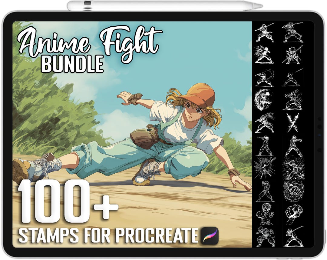100+ Procreate Anime Fight Pose Stamps, Realistic Brushes for Procreate ...