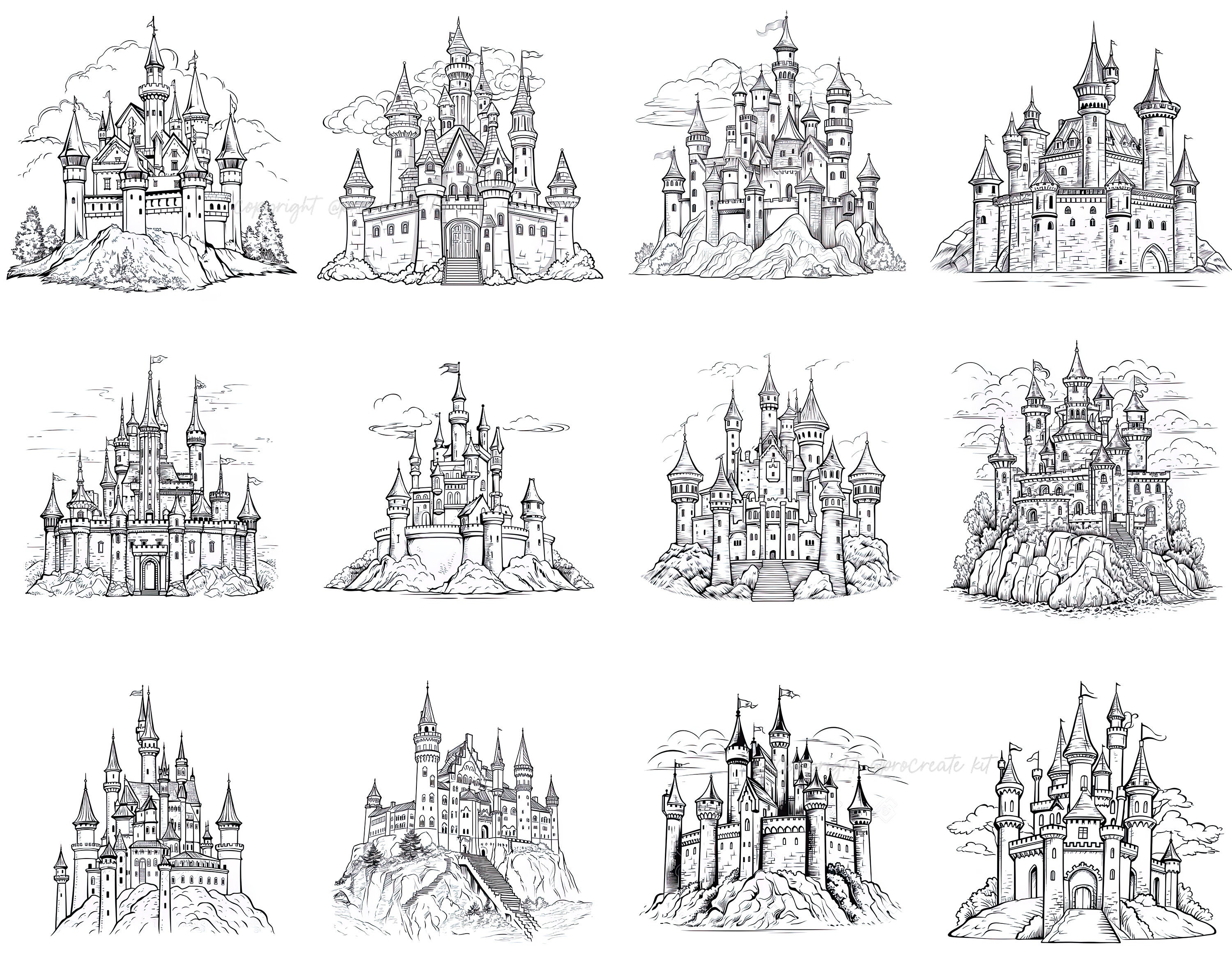 100+ Procreate Castle Stamps, Castle Brushes for Procreate, Instant ...