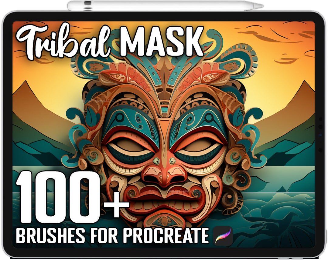 100+ Procreate Tribal Mask Stamps, Tribal Mask Guide Bundle for ...