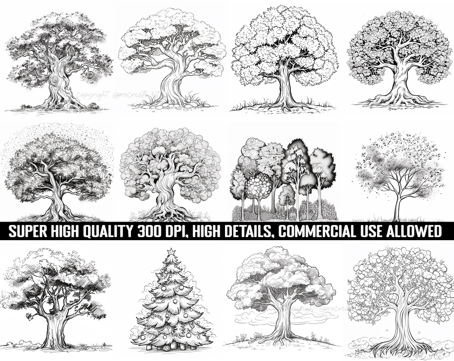 100+ Procreate Tree Stamps, Realistic Tree Brushes for Procreate ...