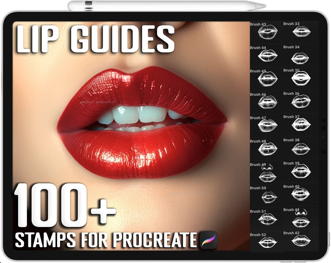100 Procreate Realistic Lip Stamps Lip Brushes For Procreate Instant Digital Download Etsy