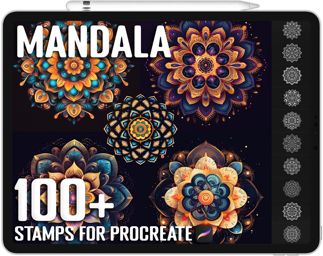 100+ Procreate Mandala Stamps, Mandala Brushes for Procreate, Instant ...