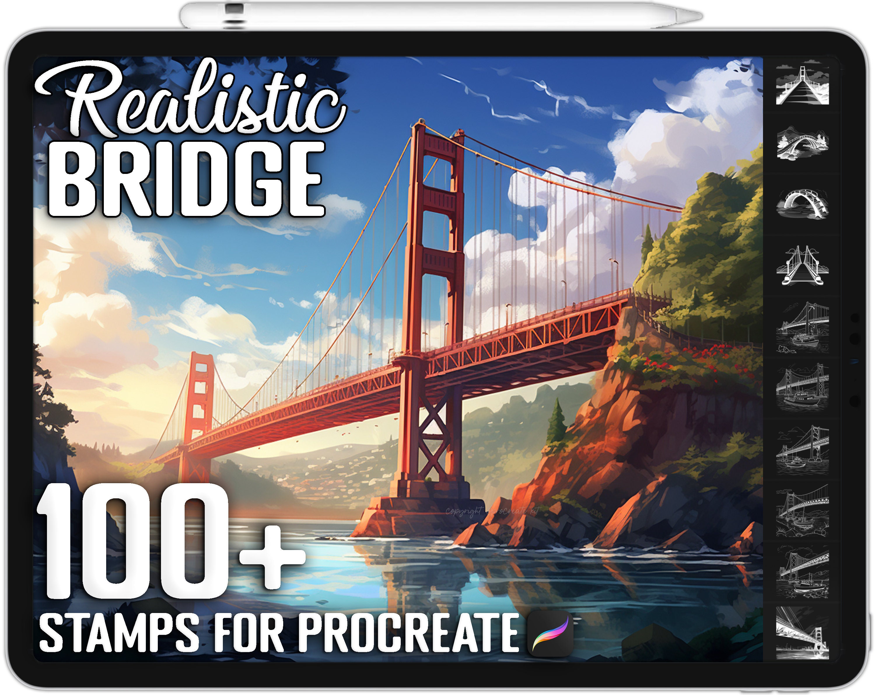 100+ Procreate Bridge Stamps, Bridge Brushes for Procreate, Instant ...