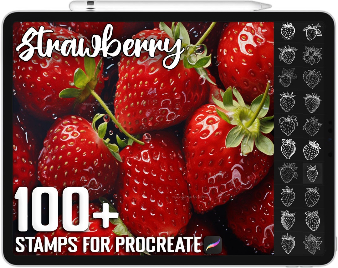 100+ Procreate Strawberry Stamps, Unique Realistic Strawberry Brushes ...