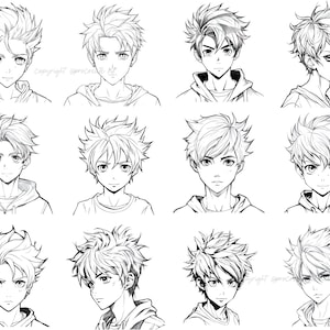 100+ Procreate Anime Boy Hair Stamps, Anime Boy Hair Guide Brushes for ...