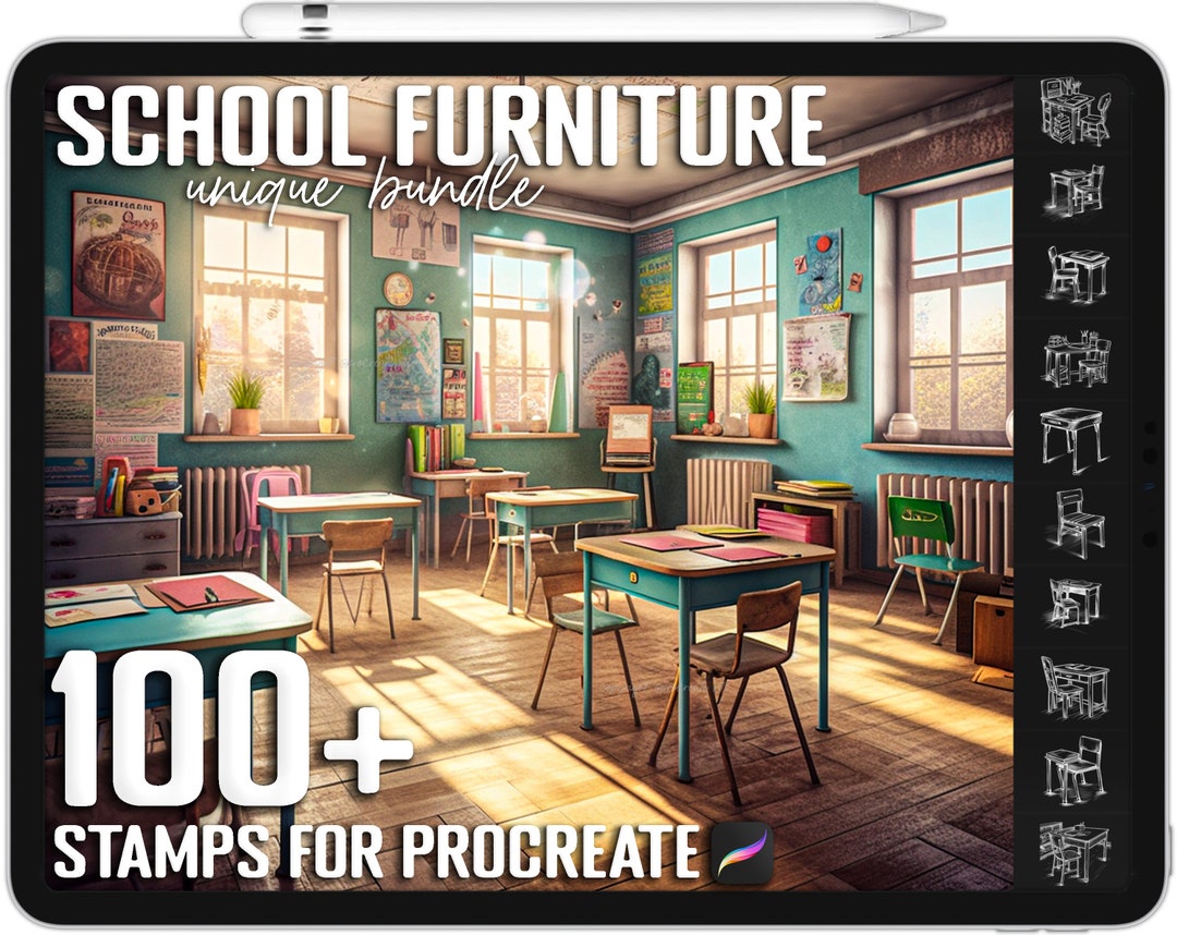 100+ Procreate School Furniture Stamps, School Furniture Brushes for ...