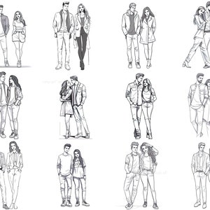 100+ Procreate Couple Poses Stamps, Couple Brushes for Procreate ...