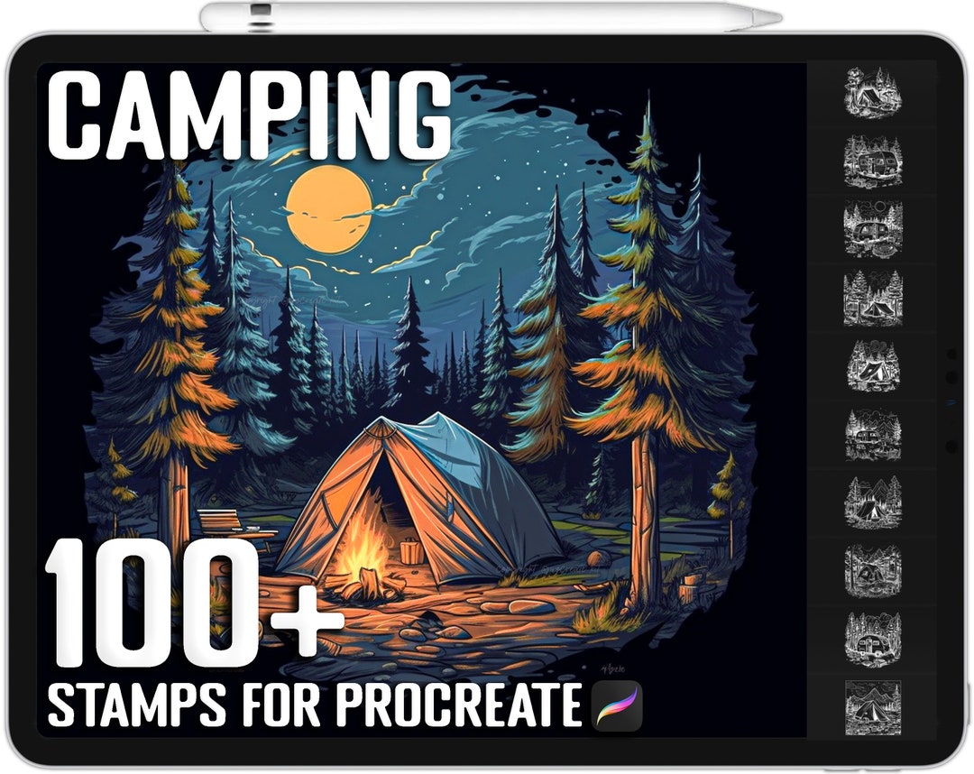 100+ Procreate Camping Stamps, Camping Brushes for Procreate, Instant ...