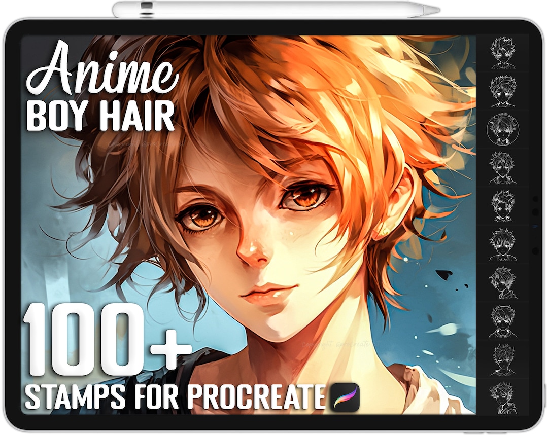 100+ Procreate Anime Boy Hair Stamps, Anime Boy Hair Guide Brushes for ...