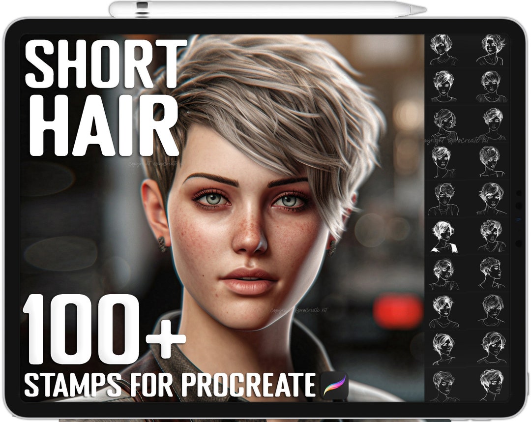 100+ Procreate Realistic Short Hair Stamps, Short Hair Brushes for ...
