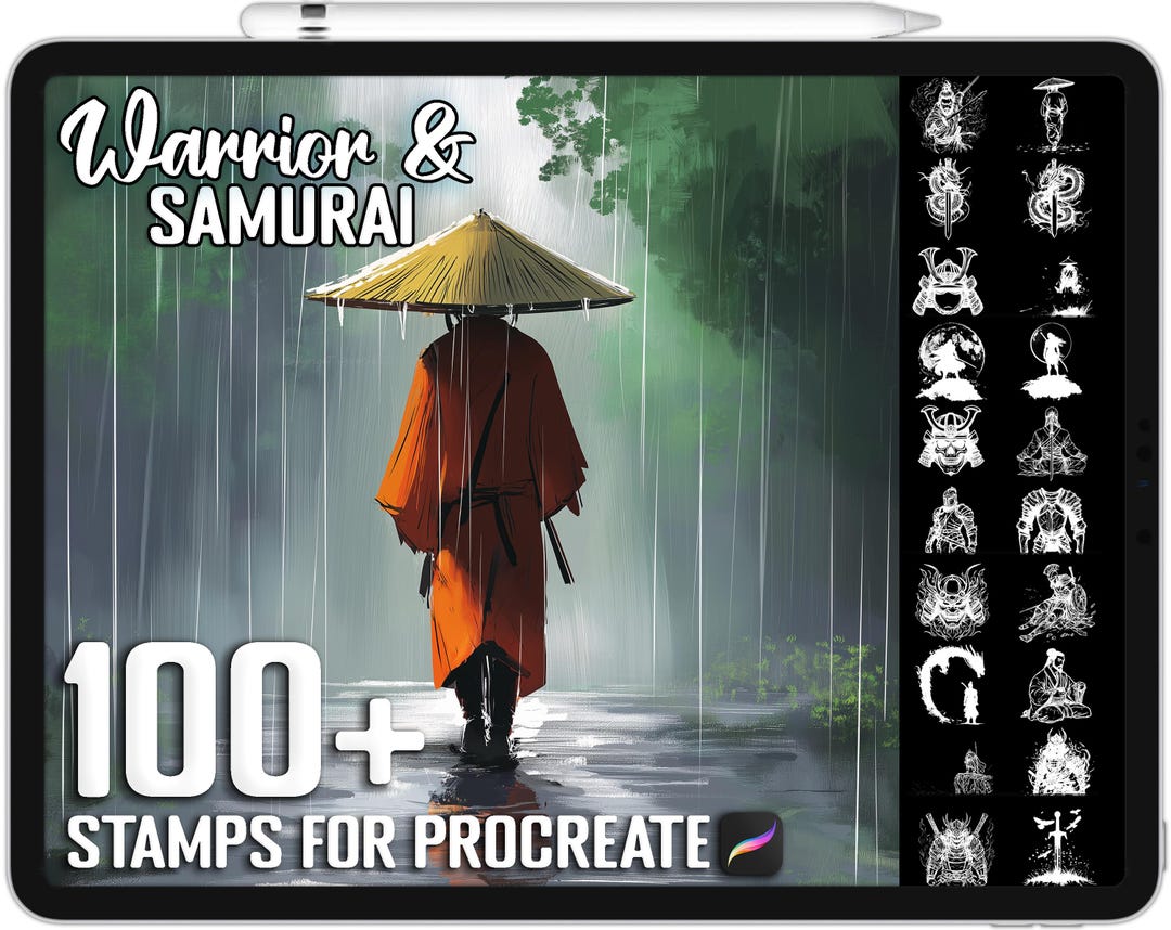 100+ Procreate Warrior & Samurai Stamps, Brushes for Procreate, Instant ...
