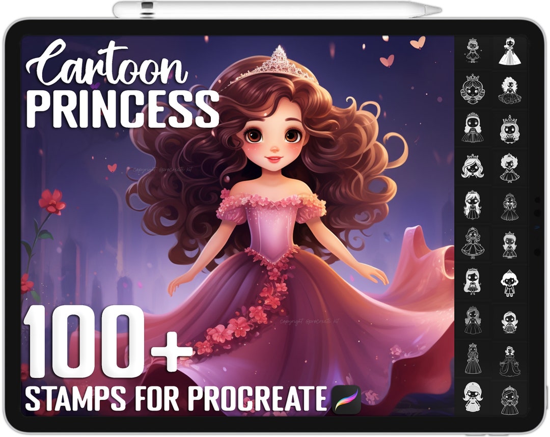 100+ Procreate Cartoon Princess Stamps, Unique Realistic Cartoon ...