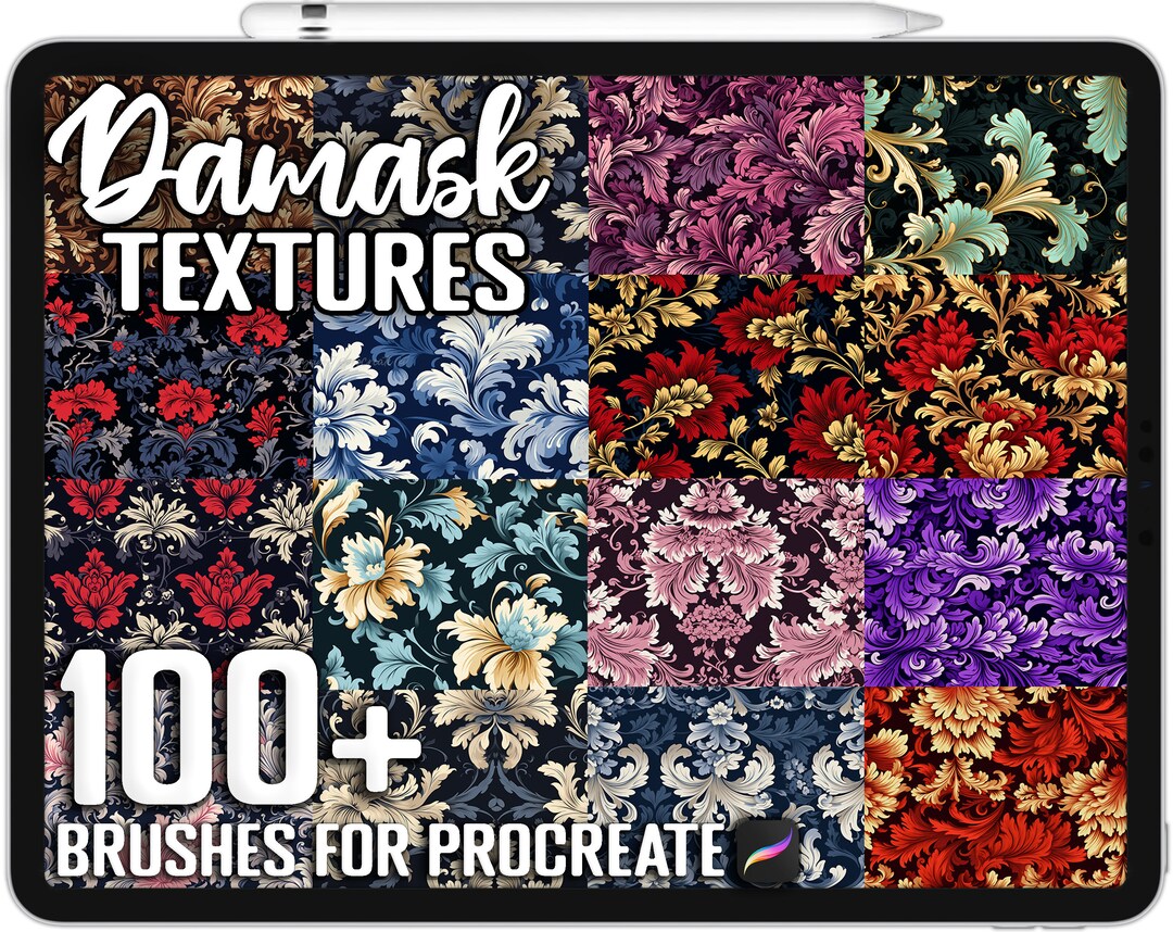 100+ Procreate Damask Pattern Texture Brushes, Realistic Brushes for Procreate, Instant Digital ...