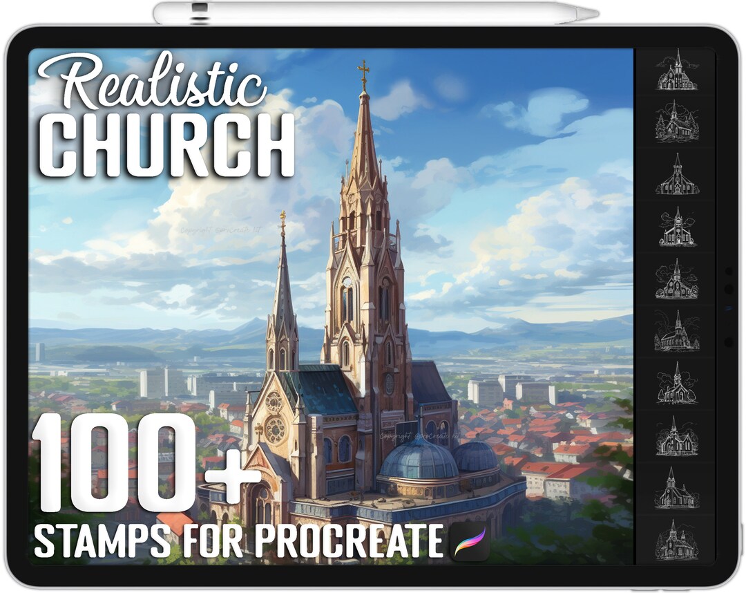 100+ Procreate Church Stamps, Church Brushes for Procreate, Instant ...