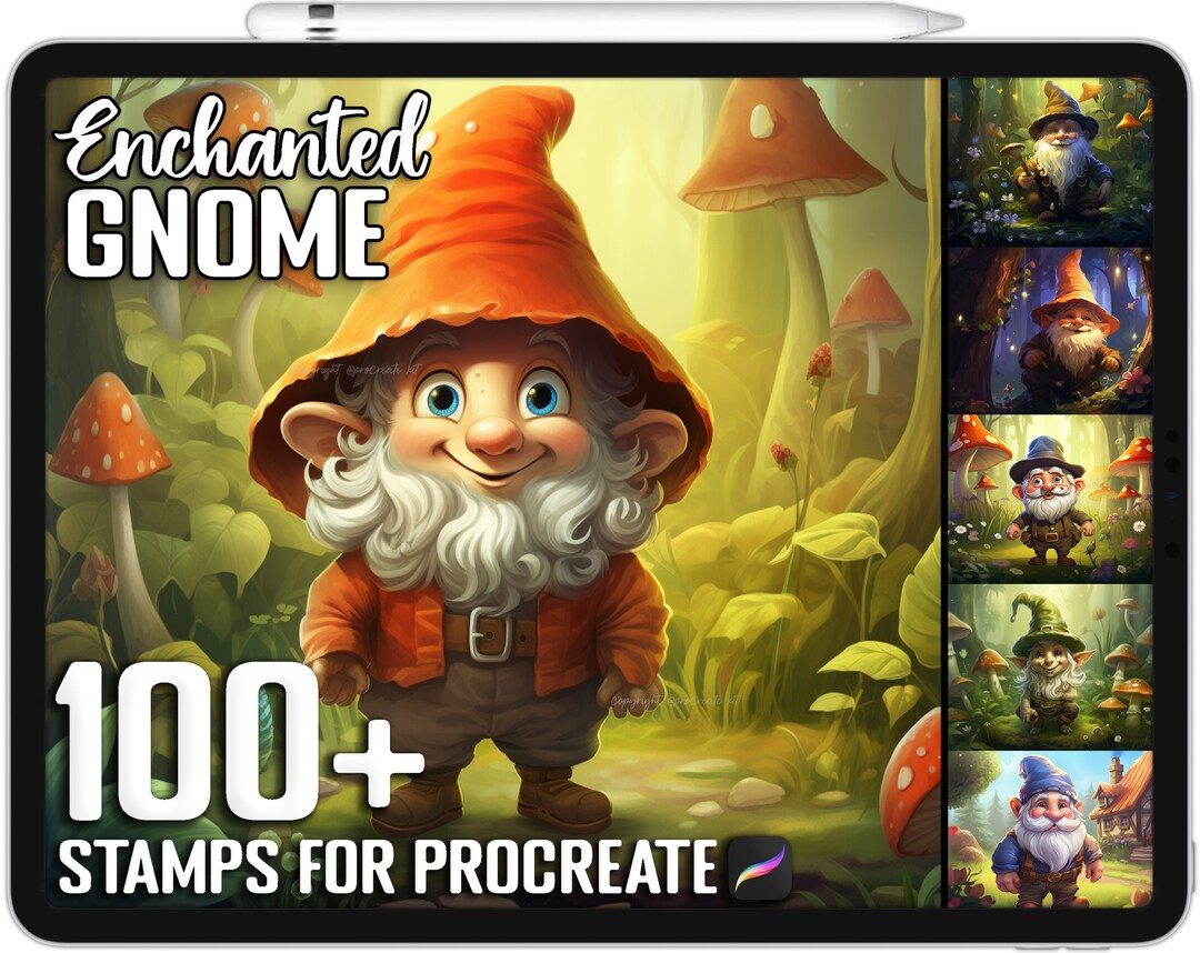 100+ Procreate Enchanted Gnome Stamps, Gnome Brushes for Procreate ...