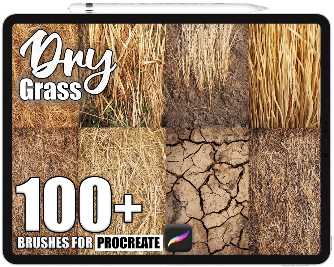 100+ Procreate Dry Grass Brushes, Realistic Texture Brushes for ...
