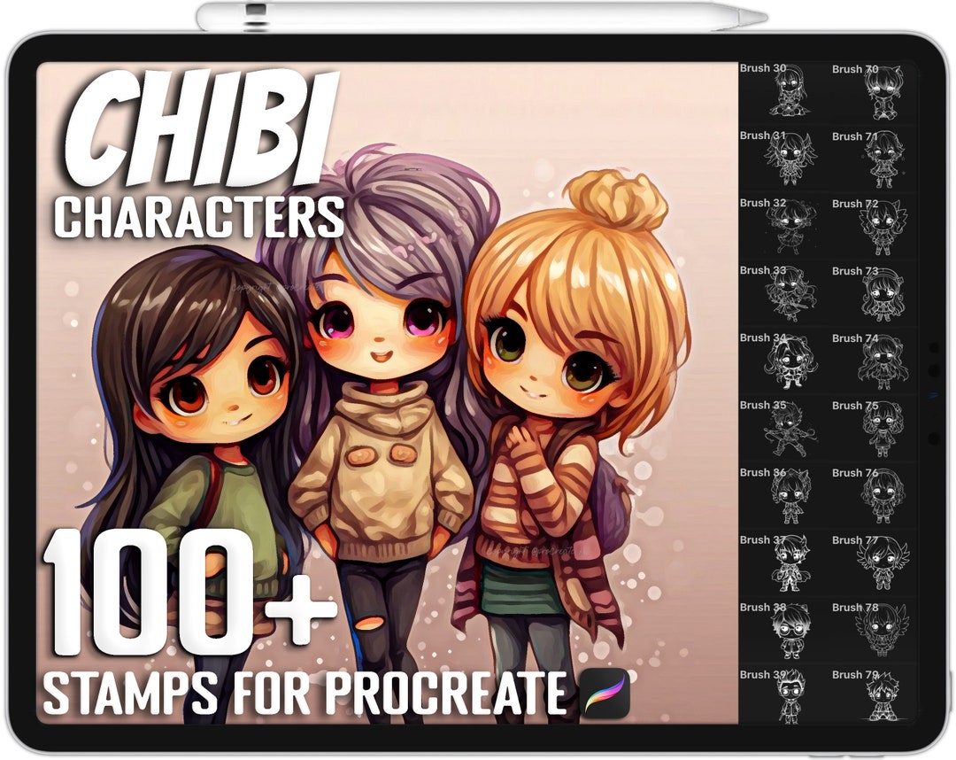 100+ Procreate Chibi Character Guide Stamps, Chibi Character Brushes ...