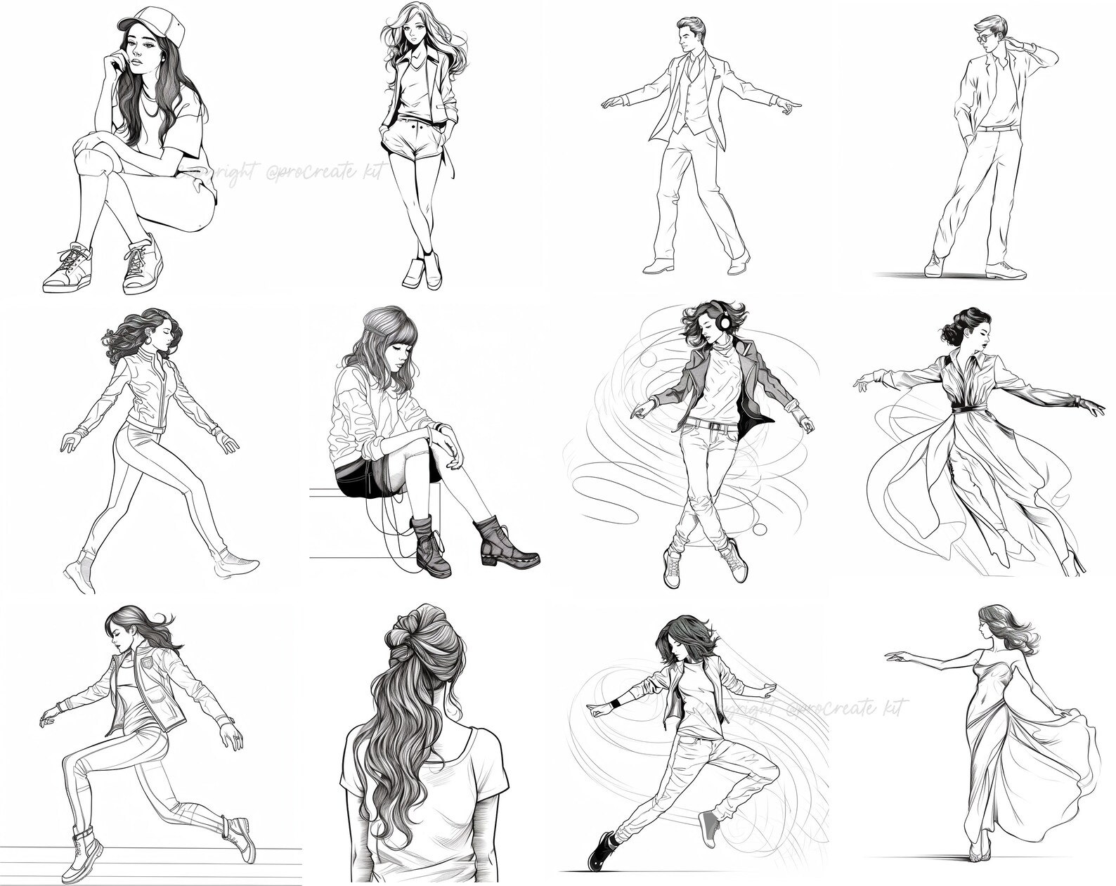 100+ Procreate Body Poses Stamps, Body Pose Brushes for Procreate ...