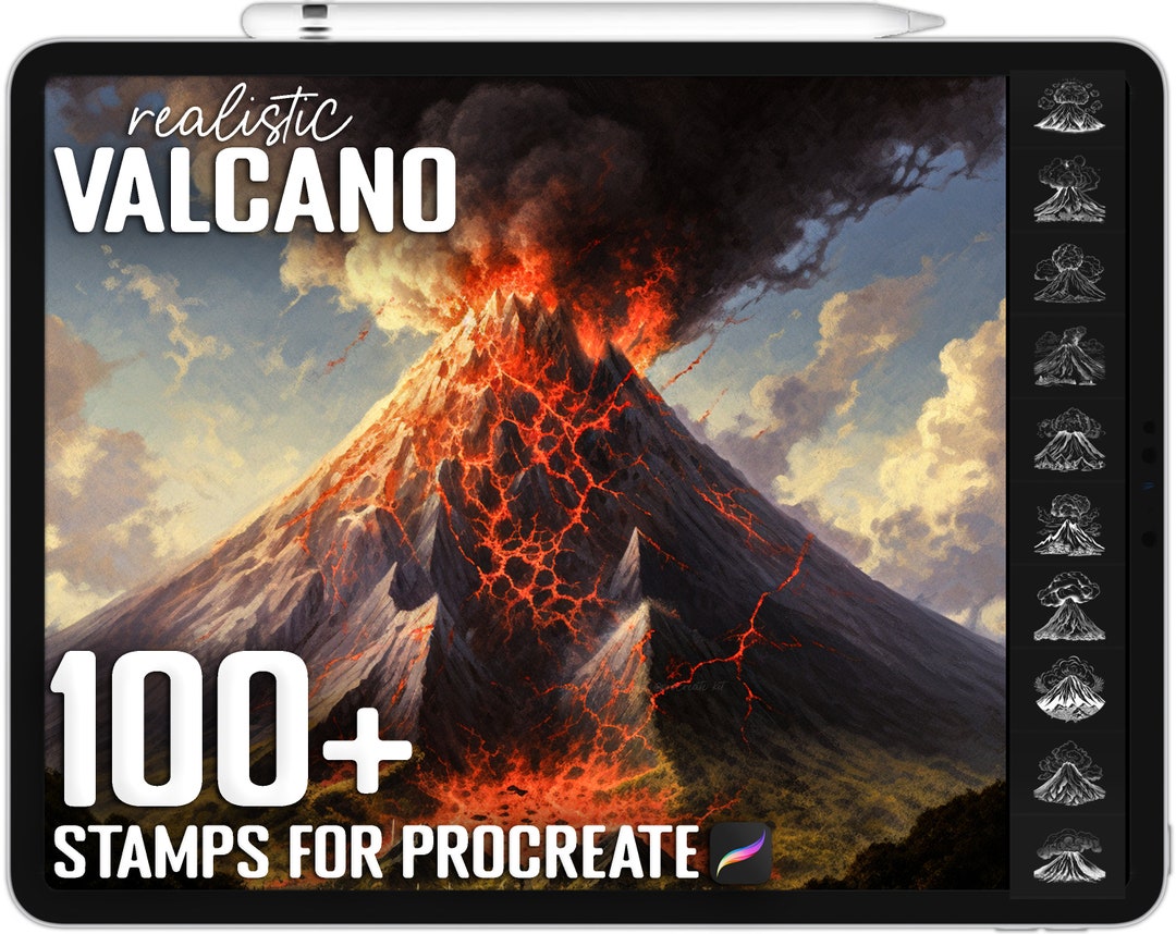 100+ Procreate Valcano Stamps, Valcano Brushes for Procreate, Instant ...