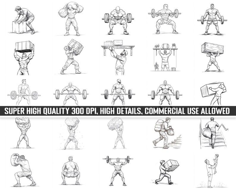 100+ Procreate Heavy Lifting Pose Stamps, Strength & Effort Brushes for ...