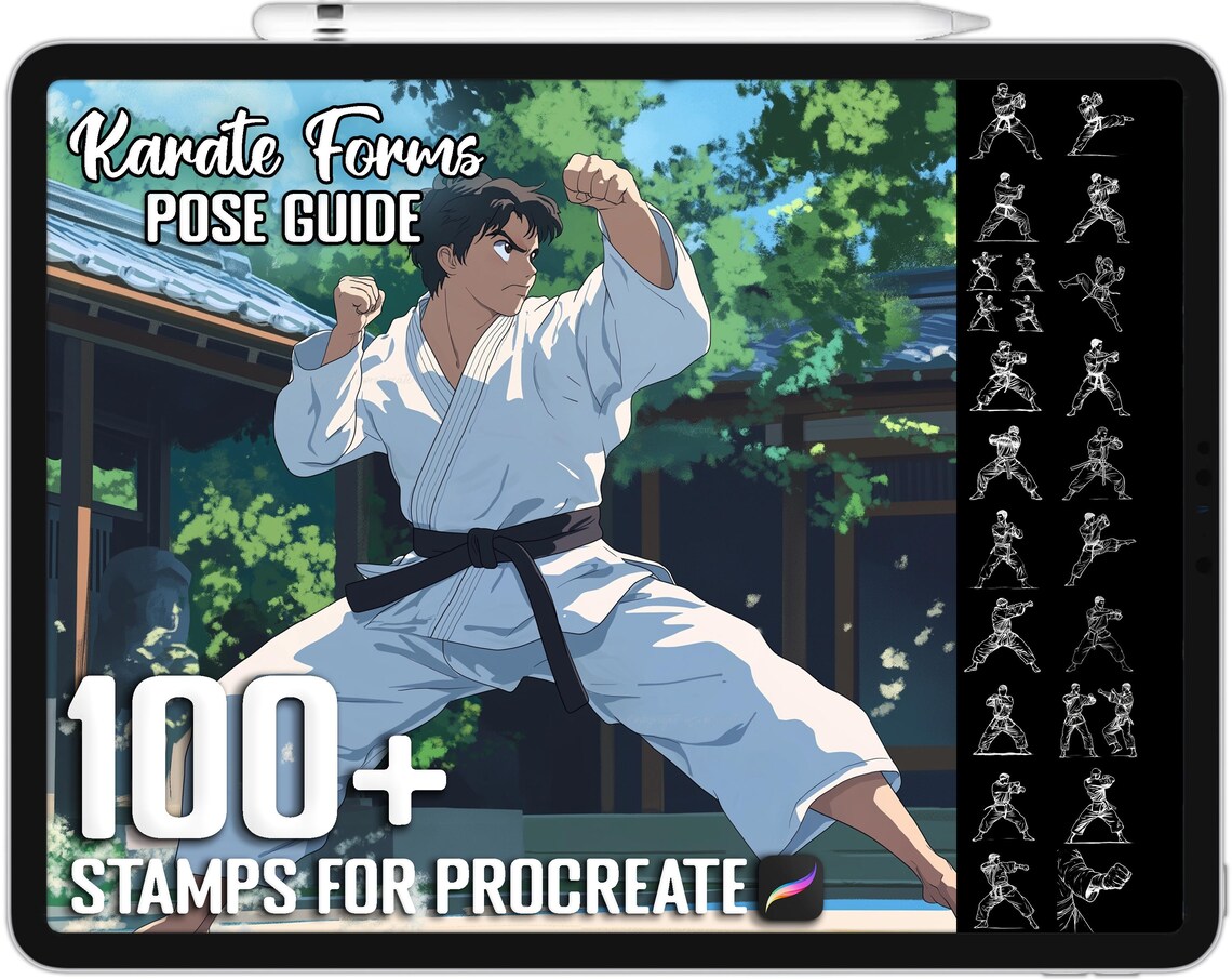 100+ Procreate Karate Form Stamps, Martial Arts Action Brushes for ...