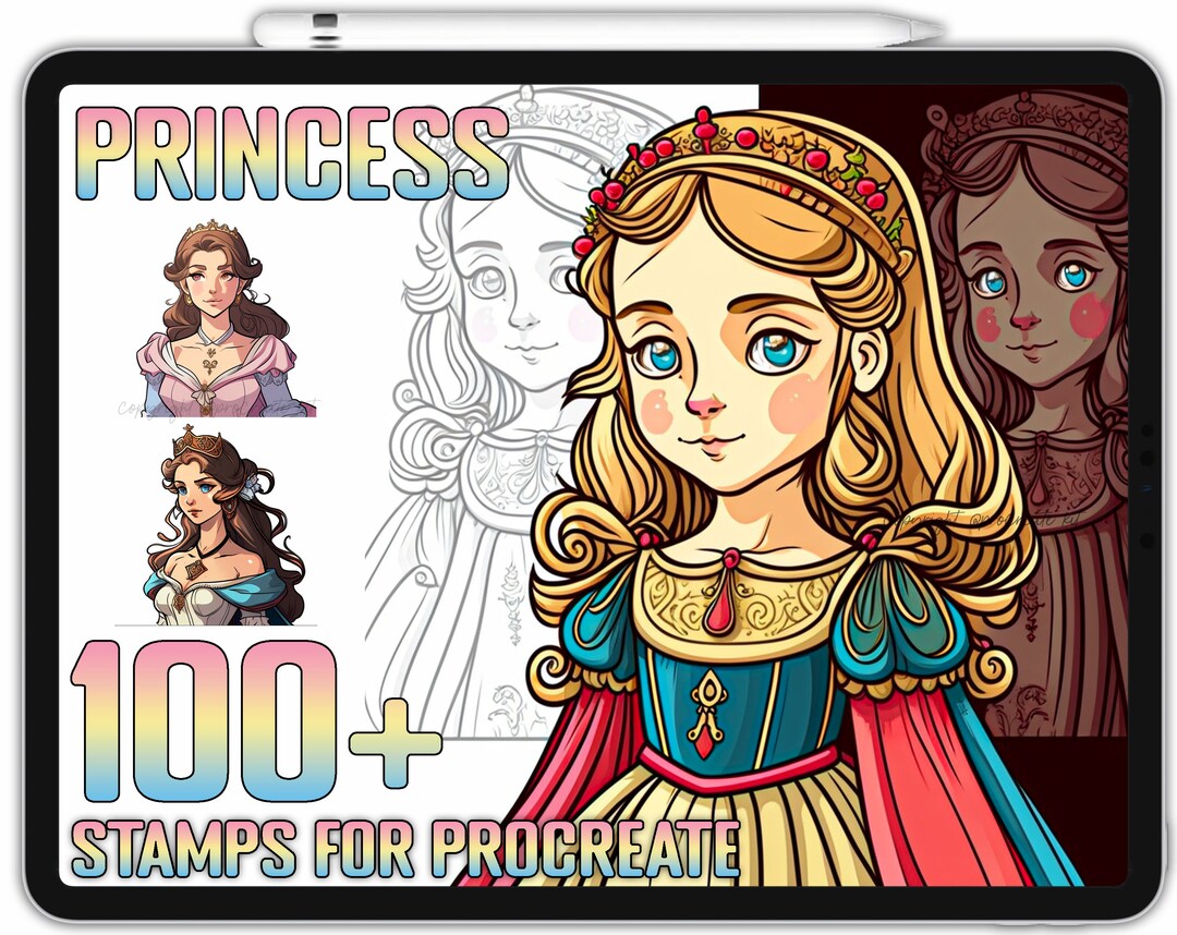 Procreate Princess Stamps, Princess Brushes for Procreate, Instant ...