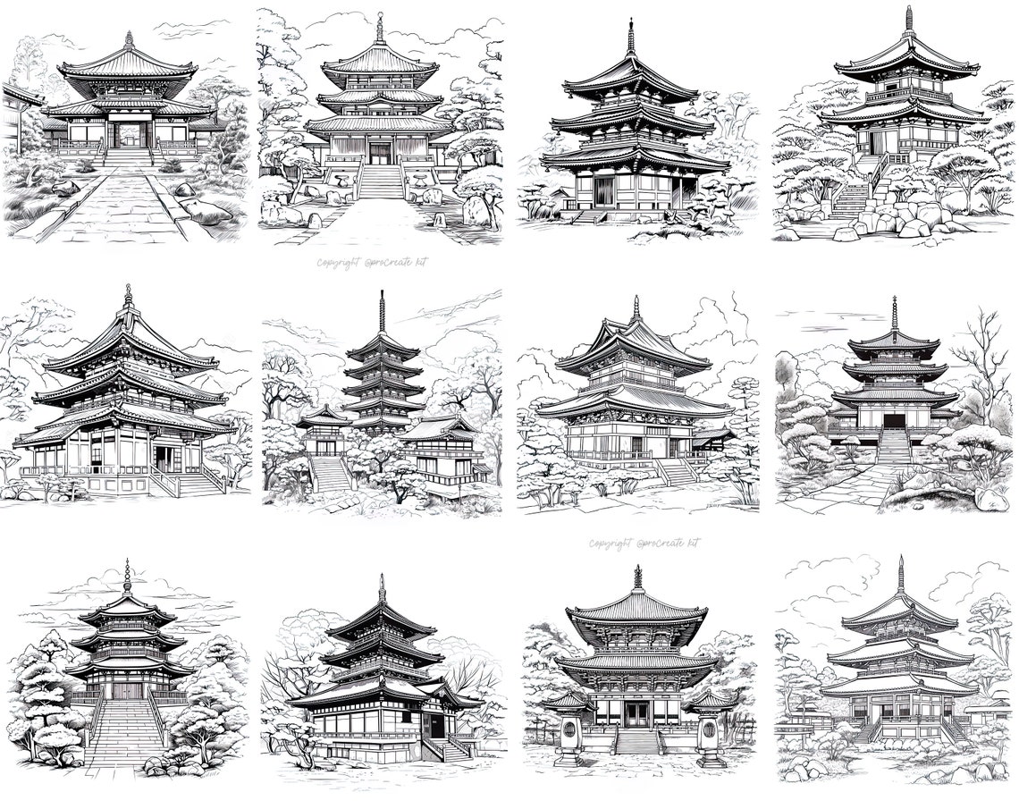 100+ Procreate Japanese Temple Stamps, Japanese Temple Brushes for ...