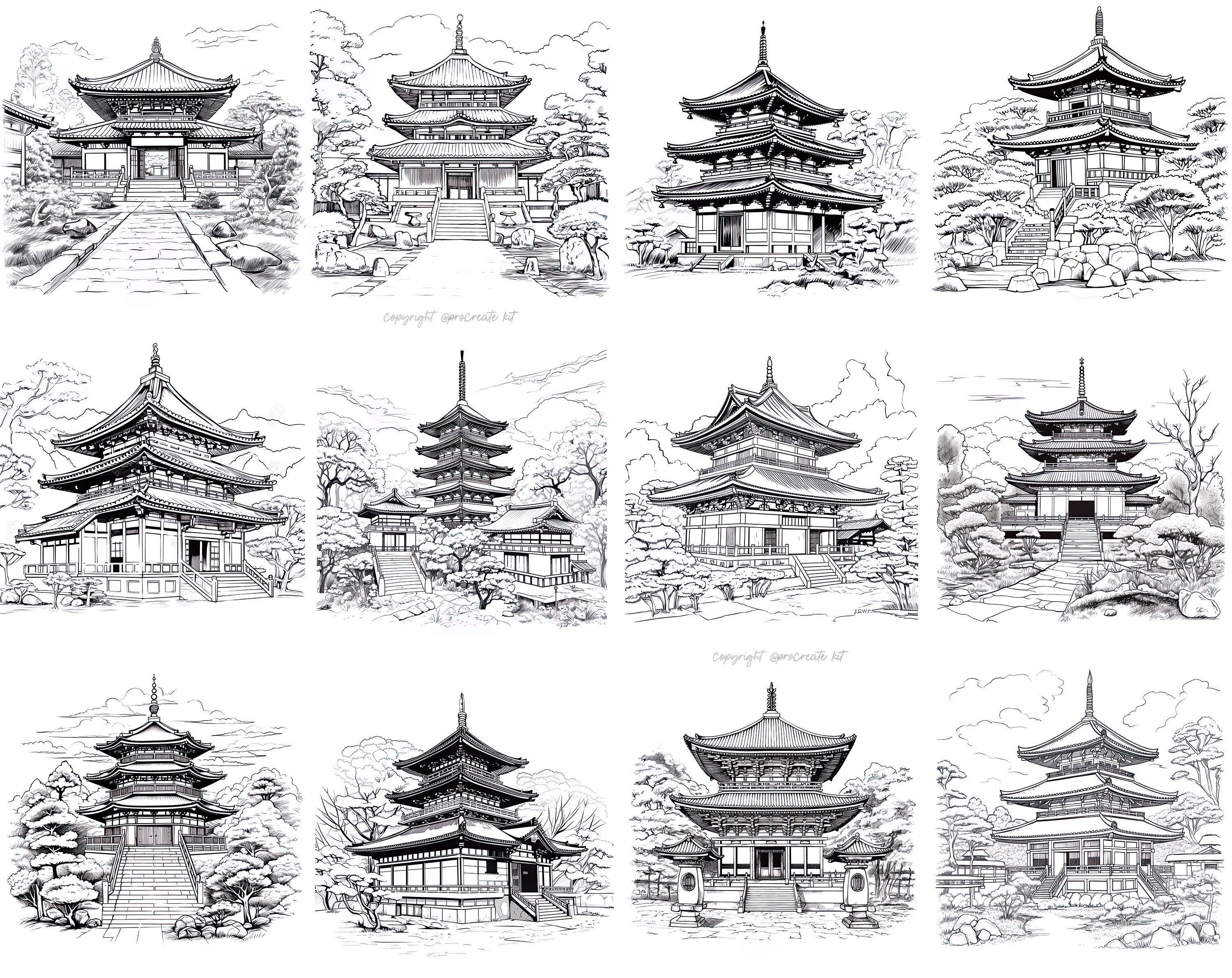 100+ Procreate Japanese Temple Stamps, Japanese Temple Brushes for ...