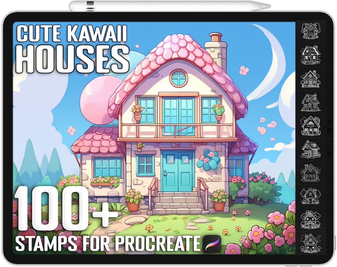 100+ Procreate Kawaii Houses Stamps, Kawaii Houses Brushes for ...