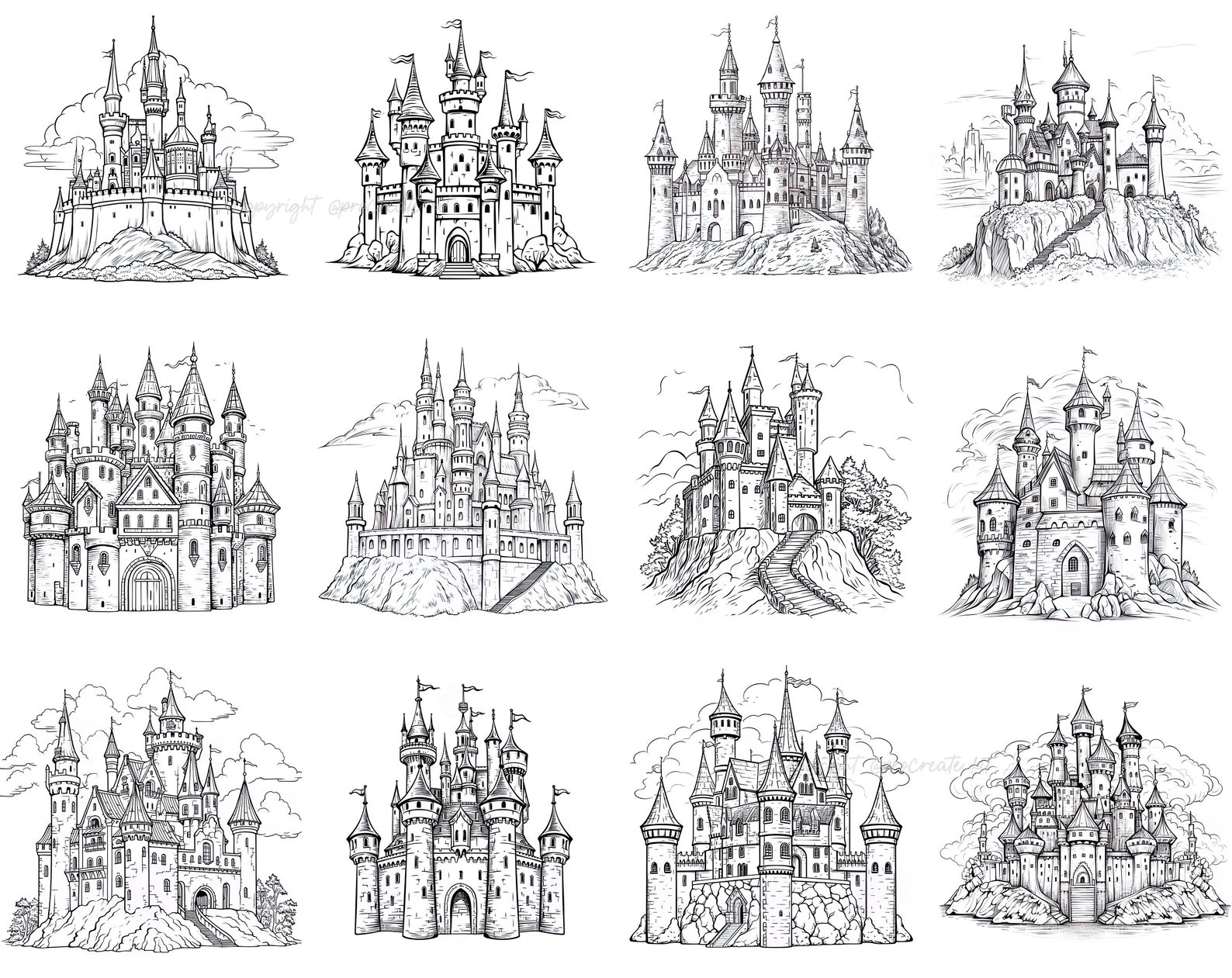 100+ Procreate Castle Stamps, Castle Brushes for Procreate, Instant ...