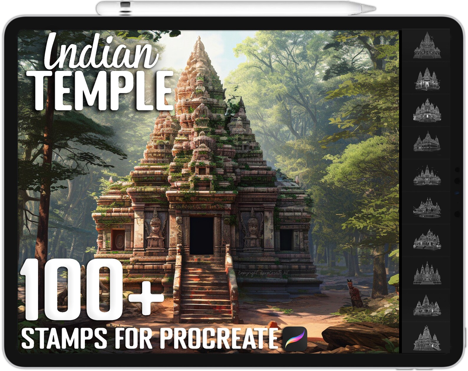 100+ Procreate Indian Temple Stamps, Indian Temple Brushes for ...