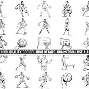 100+ Procreate Basketball Pose Stamps, Action Basketball Brushes for ...