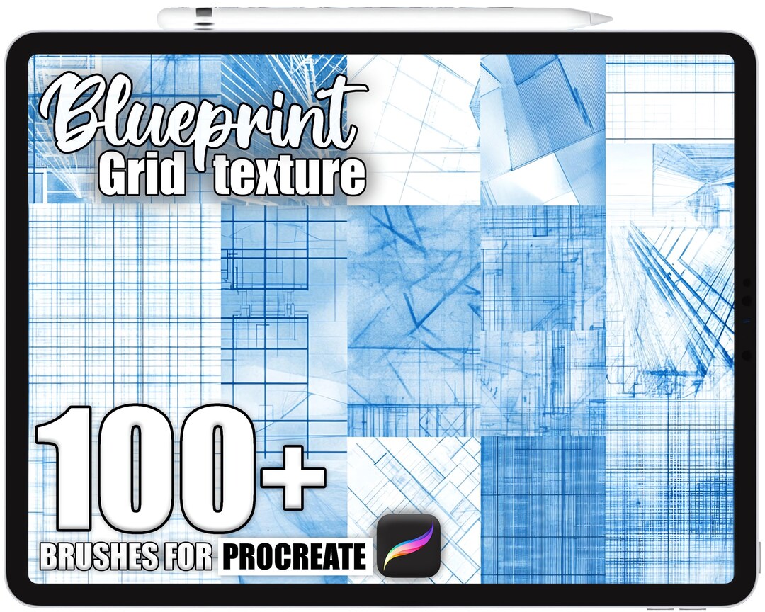 100+ Procreate Blueprint Grid Brushes, Realistic Texture Brushes for ...
