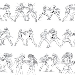 100+ Procreate Anime Fighting Stamps, Cartoon Fight Scene Brushes for ...