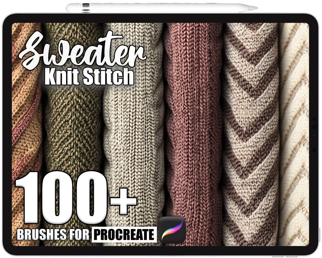100+ Procreate Sweater Knit Stitch Brushes, Realistic Texture Brushes ...
