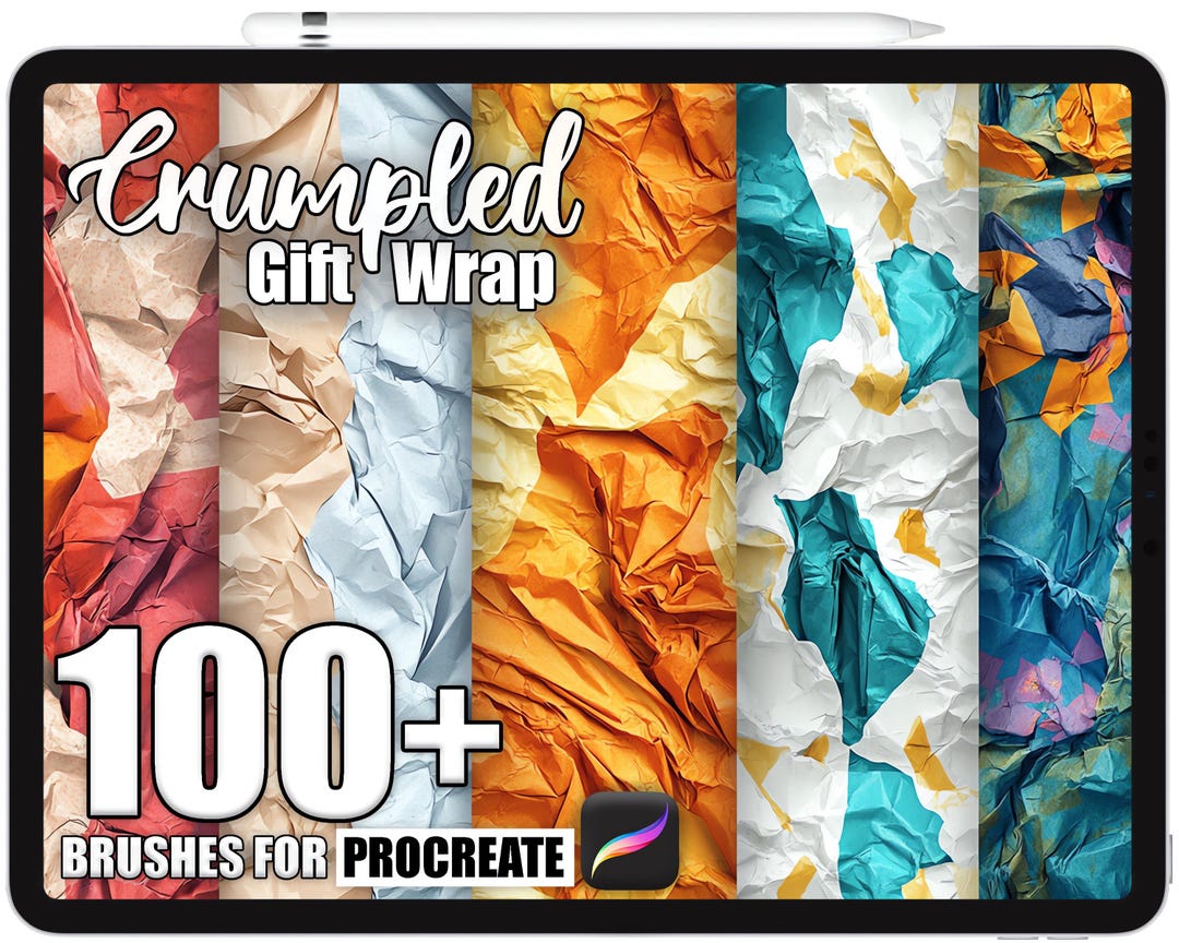 100+ Procreate Crumpled Gift Wrap Brushes, Realistic Texture Brushes ...