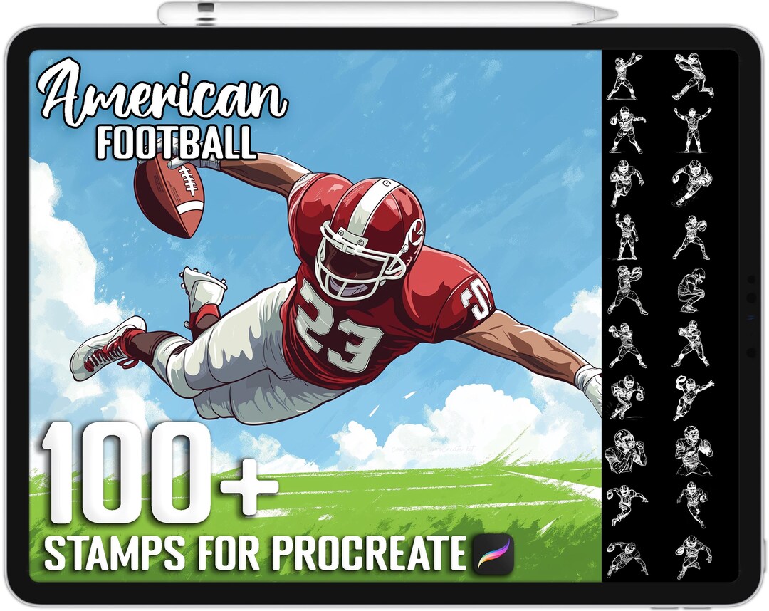 100+ Procreate American Football Sport Pose Stamps, Realistic Brushes ...