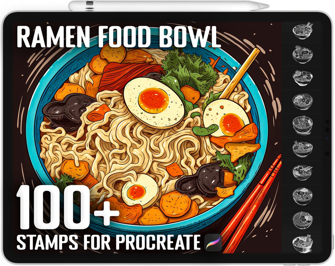 100+ Procreate Ramen Food Bowl Stamps, Ramen Bowl With Yummy Food ...