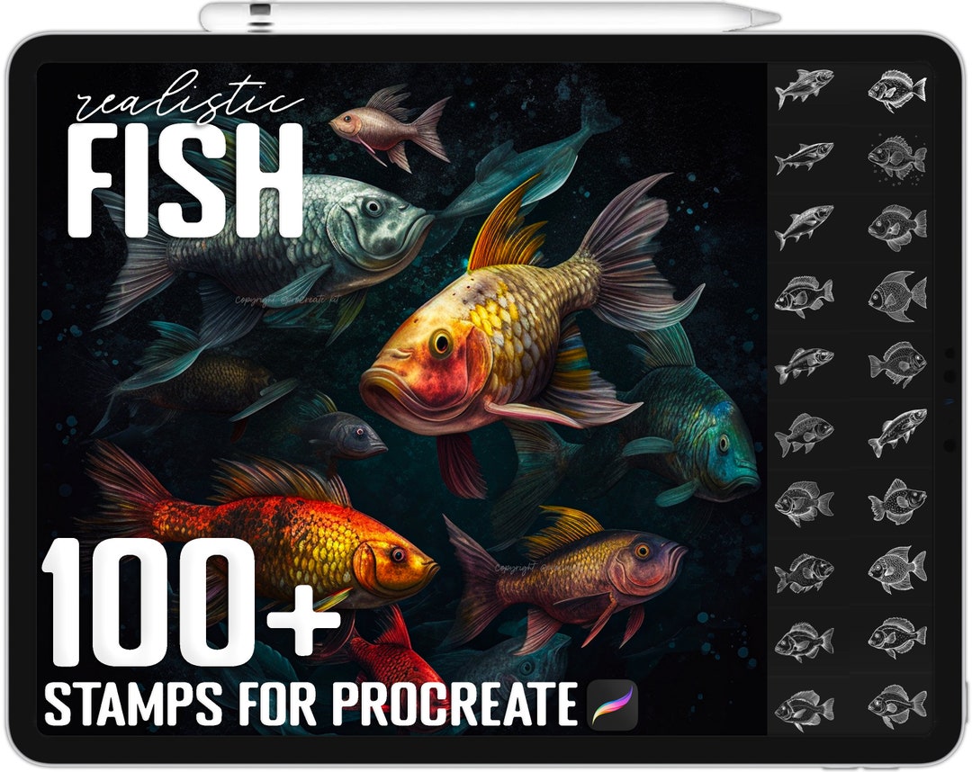 100+ Procreate Fish Stamps, Fish Brushes for Procreate, Instant Digital ...
