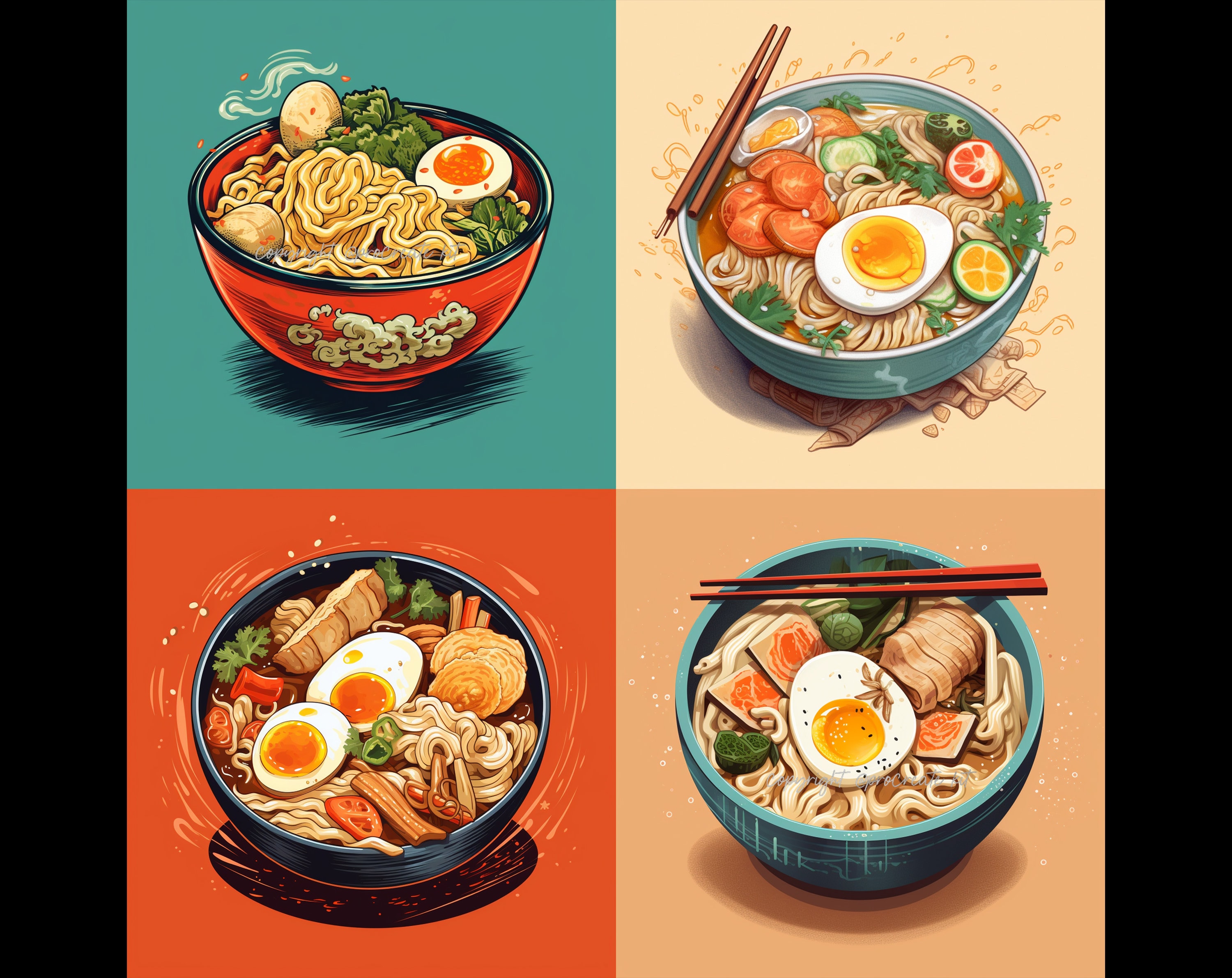 100 Procreate Ramen Food Bowl Stamps Ramen Bowl With Yummy - Etsy