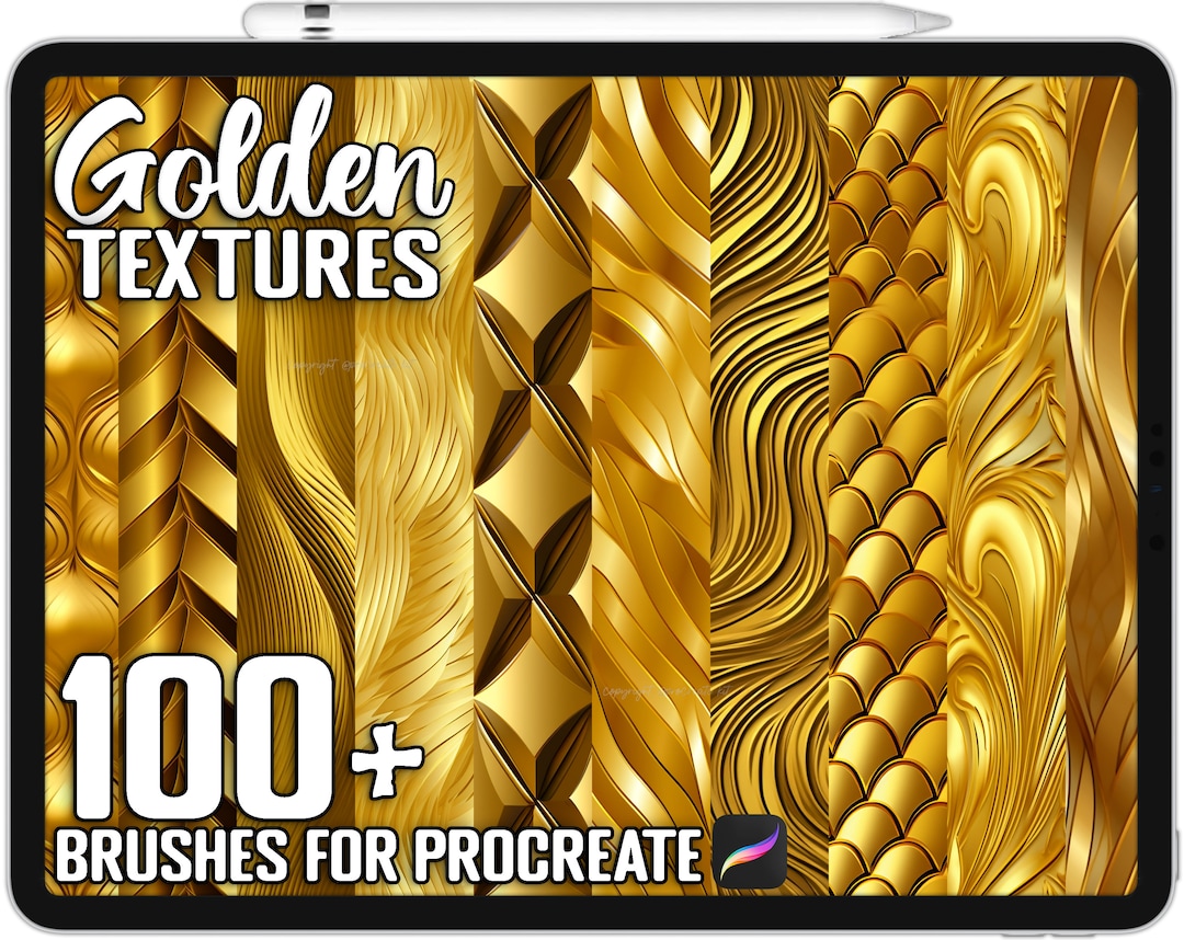 100+ Procreate Gold Texture Brushes, Realistic Brushes for Procreate ...