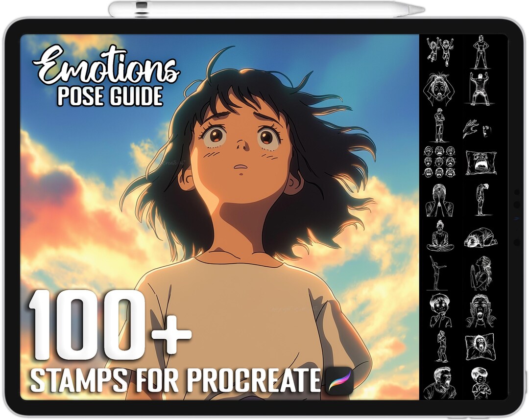 100+ Procreate Emotions Pose Stamps, Expressive Character Brushes for ...
