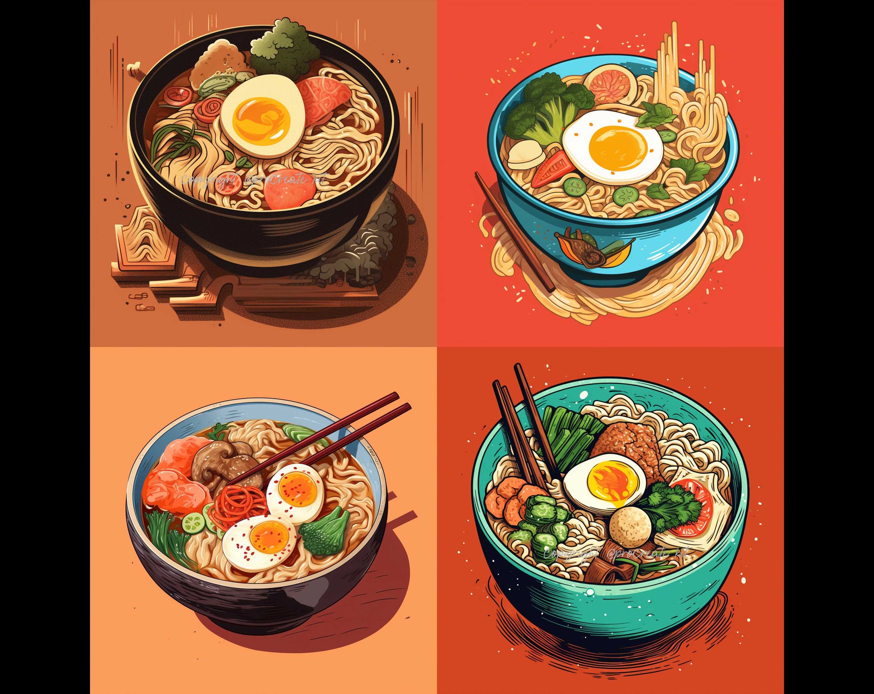 100 Procreate Ramen Food Bowl Stamps Ramen Bowl With Yummy - Etsy