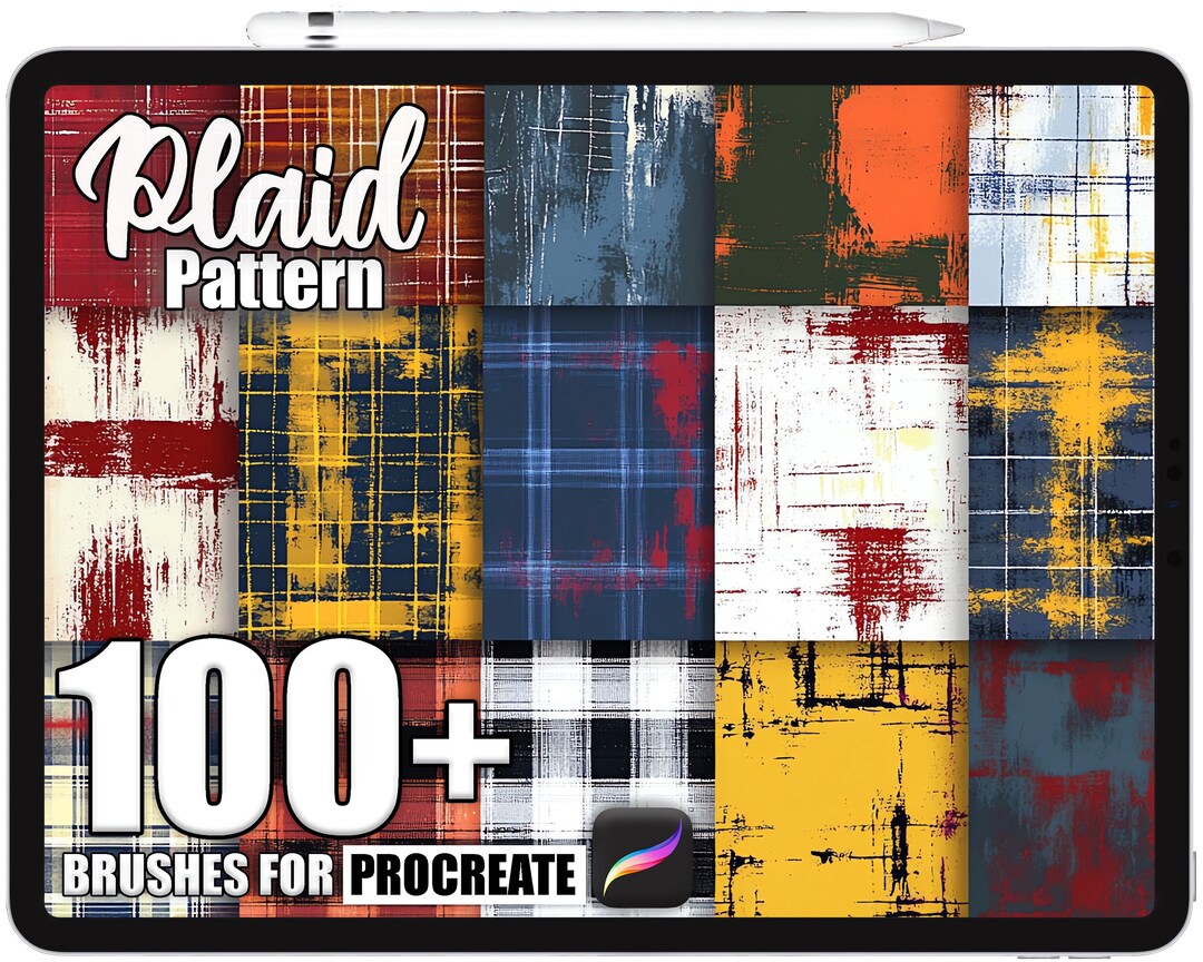 100+ Procreate Plaid Pattern Brushes, Realistic Texture Brushes for ...